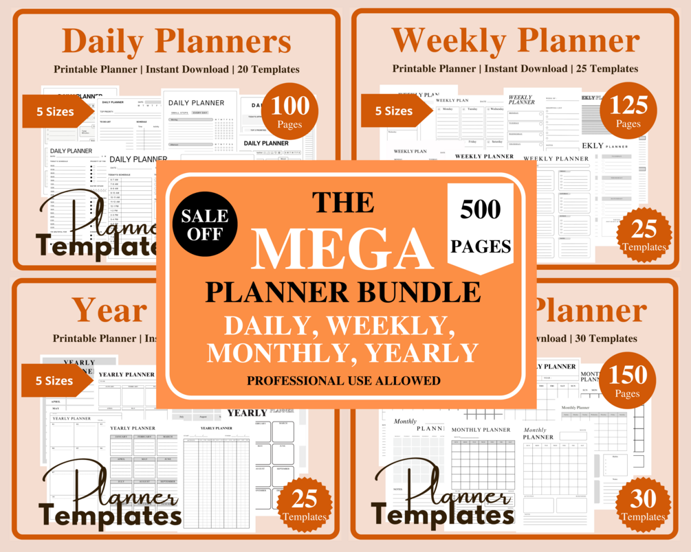 Digital Planner Bundle: Daily, Weekly, Monthly, Yearly Planner ...