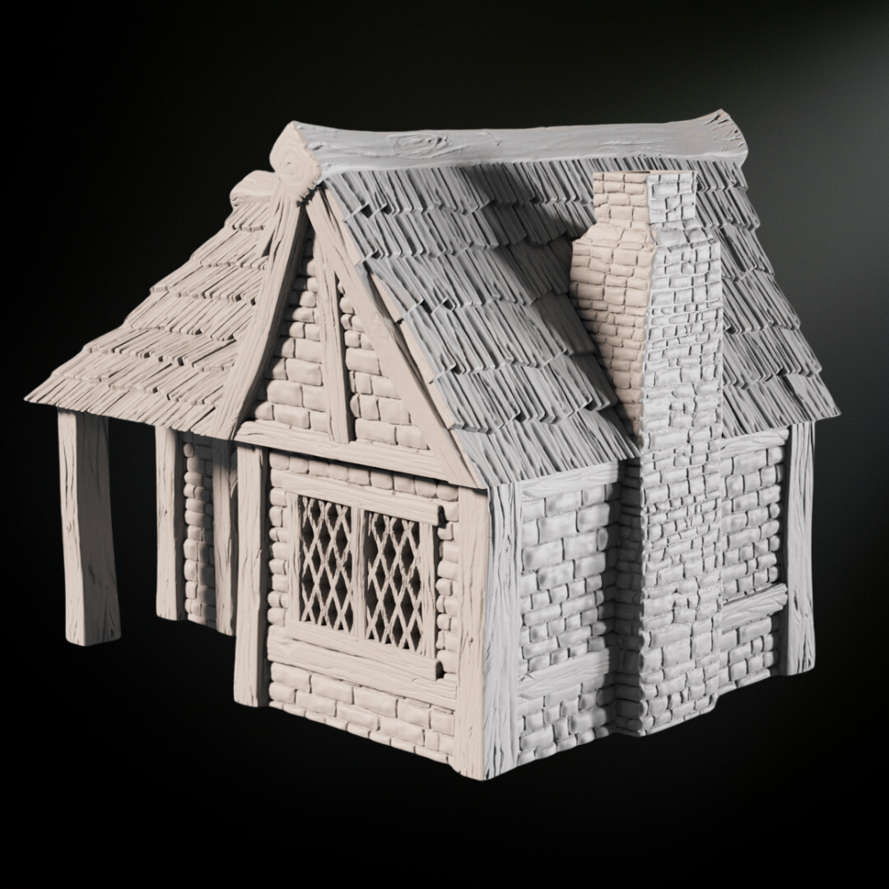 Medieval Fantasy Cottage House IV STL - 3D Printable Terrain, Wargaming ...