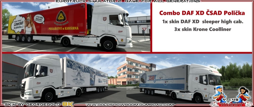 ETS 2 Skin Combo DAF XD ČSAD Polička 1+3
