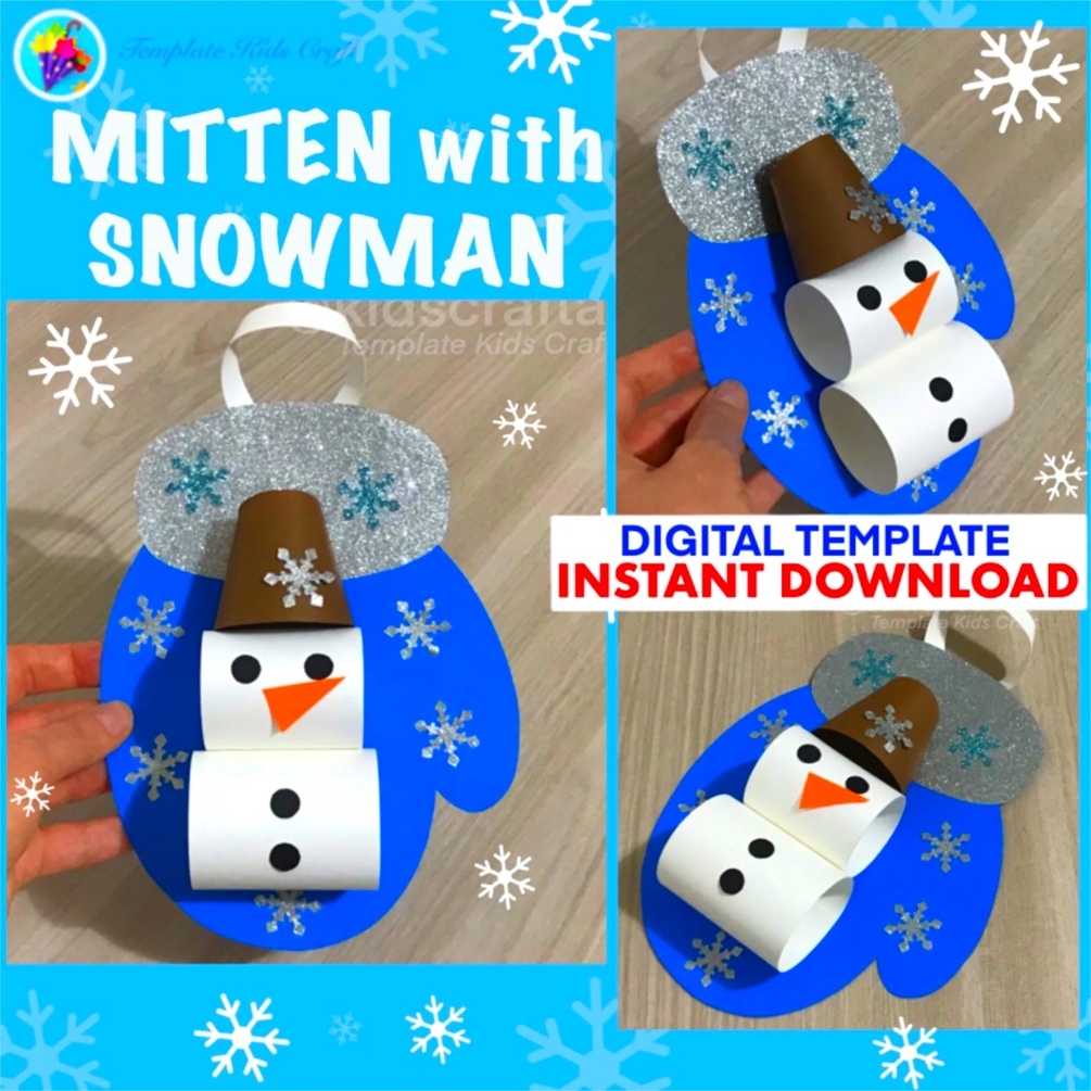 Mitten Snowman Craft Winter Christmas Hanging Door Decor Card Crafts ...
