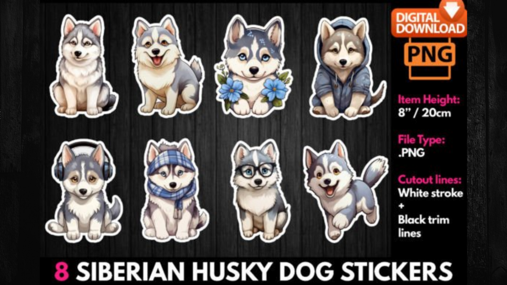 Husky Dog Stickers Bundle