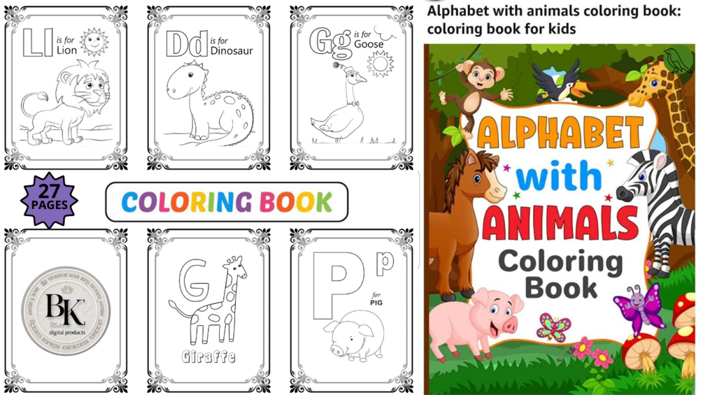 Alphabet with animals coloring book