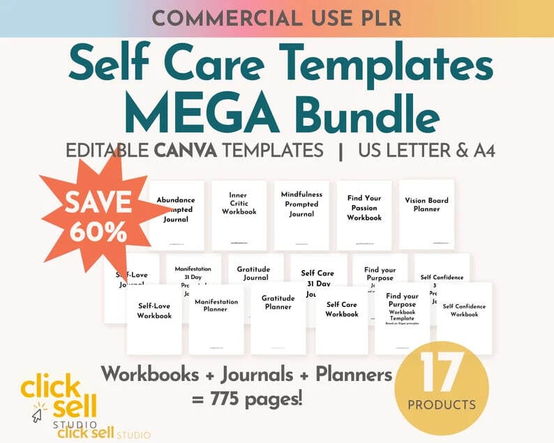 Self Care MEGA bundle with workbooks, planners, and journals ...