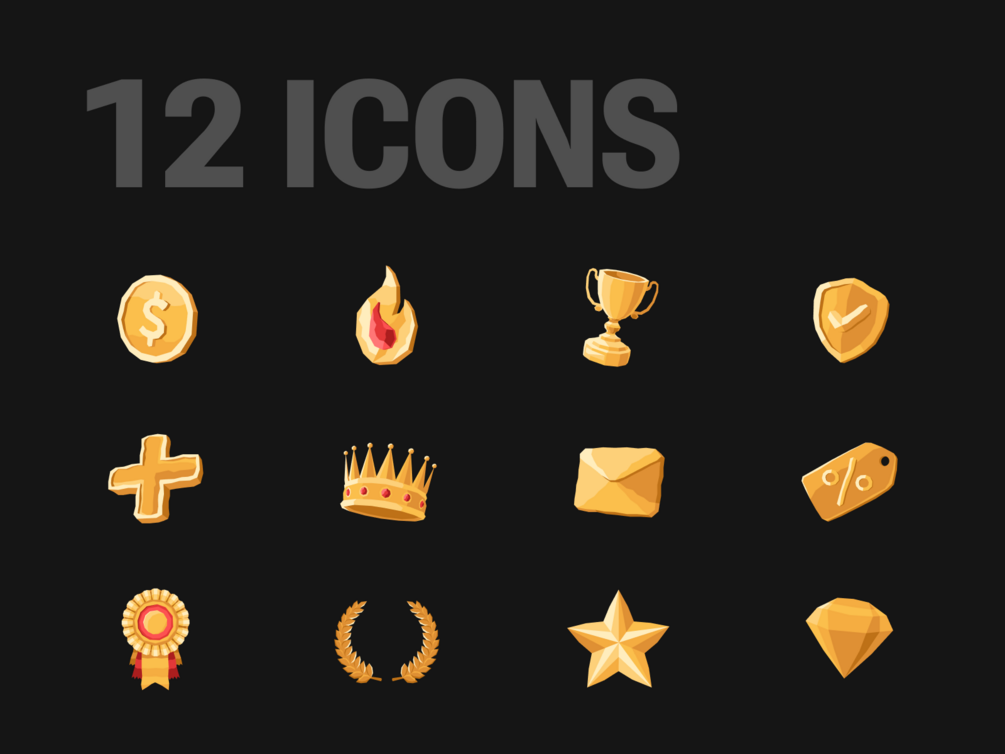 Awards and Achievements Low Poly Icons