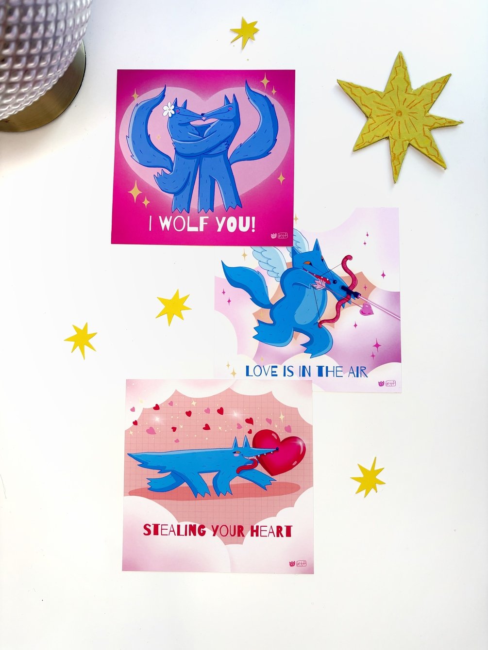 Three Silly Wolf Printable Postcards - Bundle for St Valentine’s 🐺