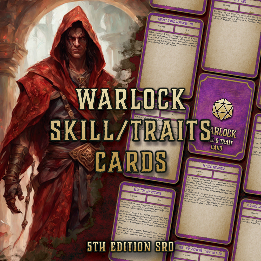 DnD Warlock Skills and Traits Cards | Character Skills Cards | 5th ...