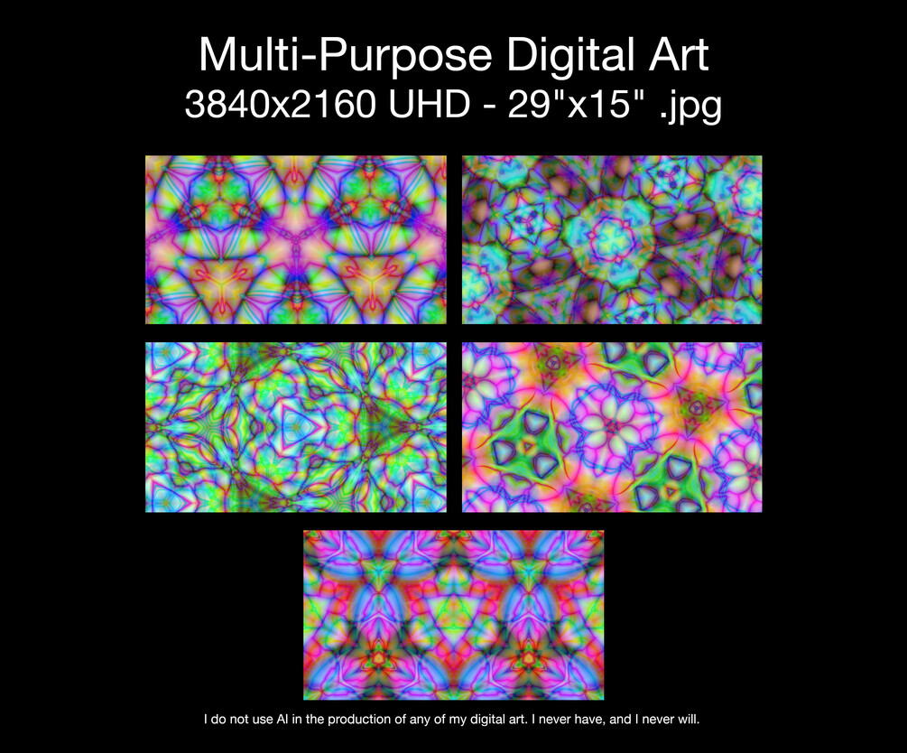 5 Pack Multi Purpose 4K Digital Art #8 - Psychedelic printable art for ...