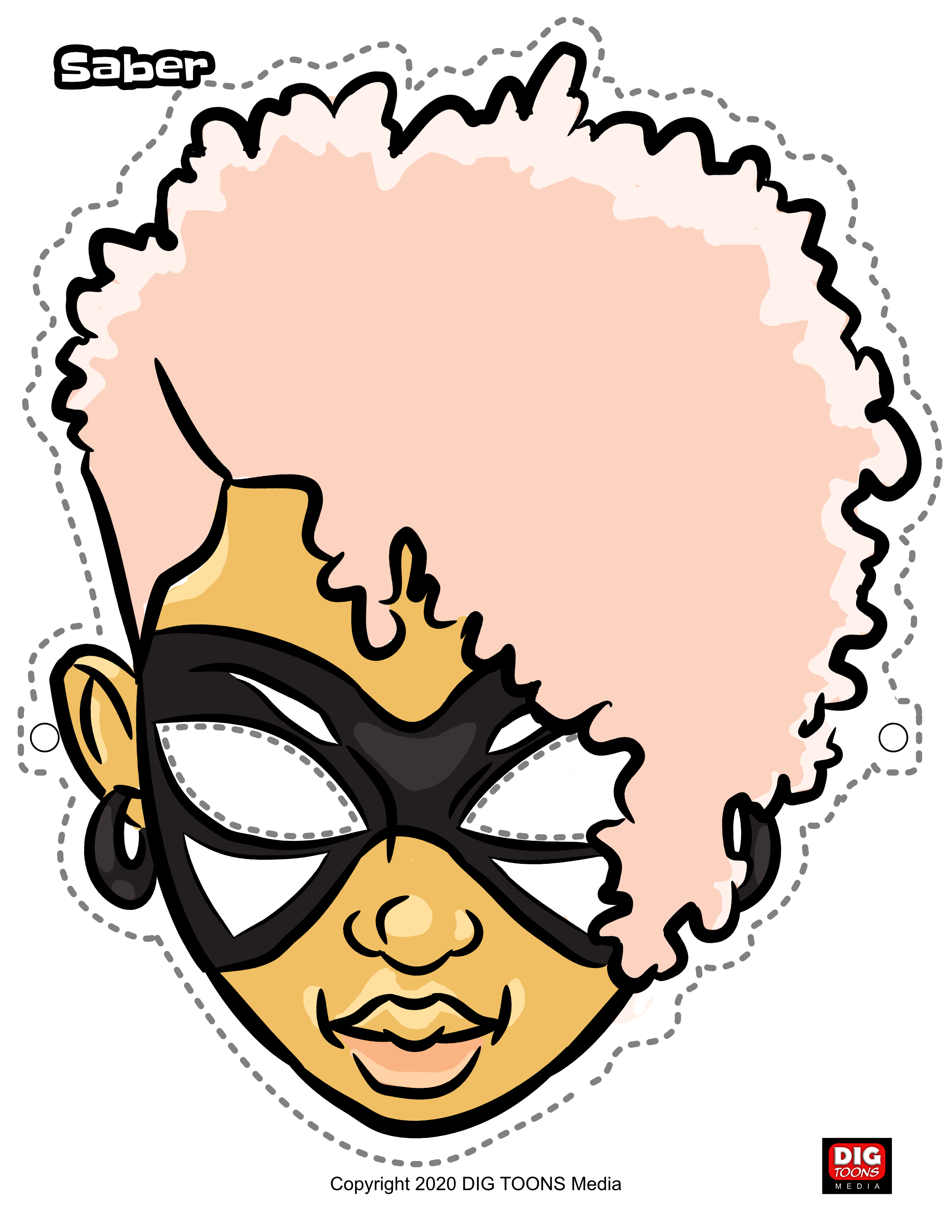 DIG TOONS MEDIA The Champions - "Saber" Printable Mask