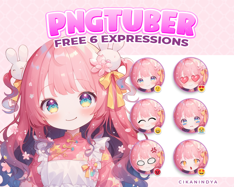 PNG Tuber | Chibi Girl PNG Tuber Bunny Theme | Add Charm and Fun to ...