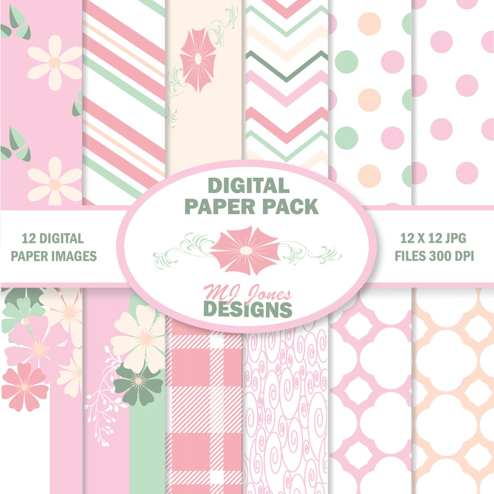 Pink Floral Digital Papers