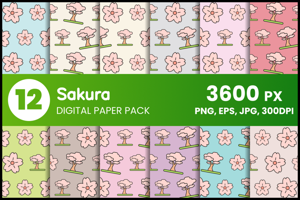 Sakura 12 Digital Paper Set