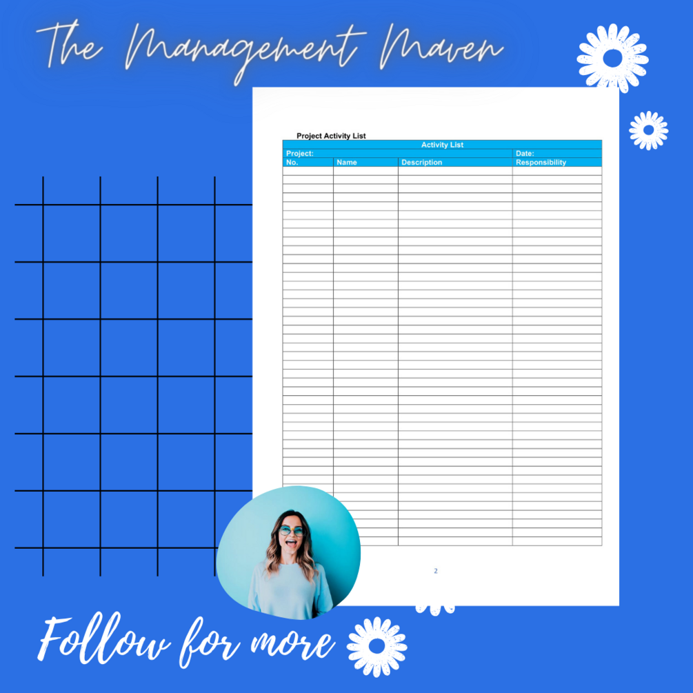 Project Management Activity List Excel Template