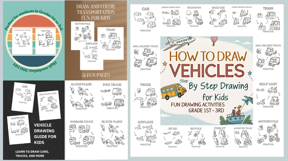 How to Draw Vehicles – Step by Step Drawing for Kids