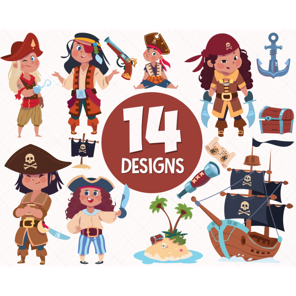 14 Pirate Characters SVG, Pirate Characters PNG, Pirate Characters ...
