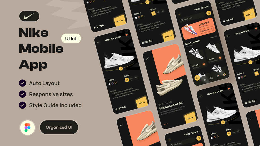 Nike Mobile App UI Kit