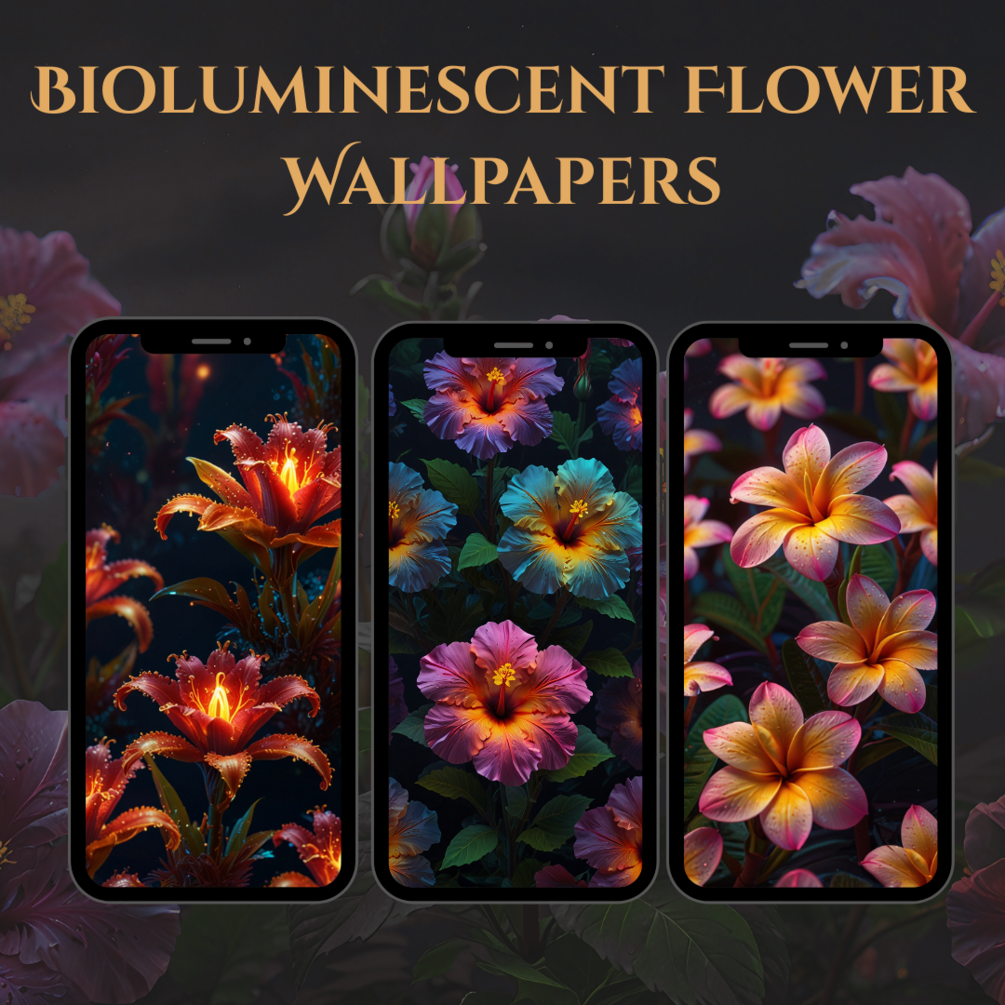 🌸 Luminous Bloom – 15 Bioluminescent Flower Wallpapers for Mobile