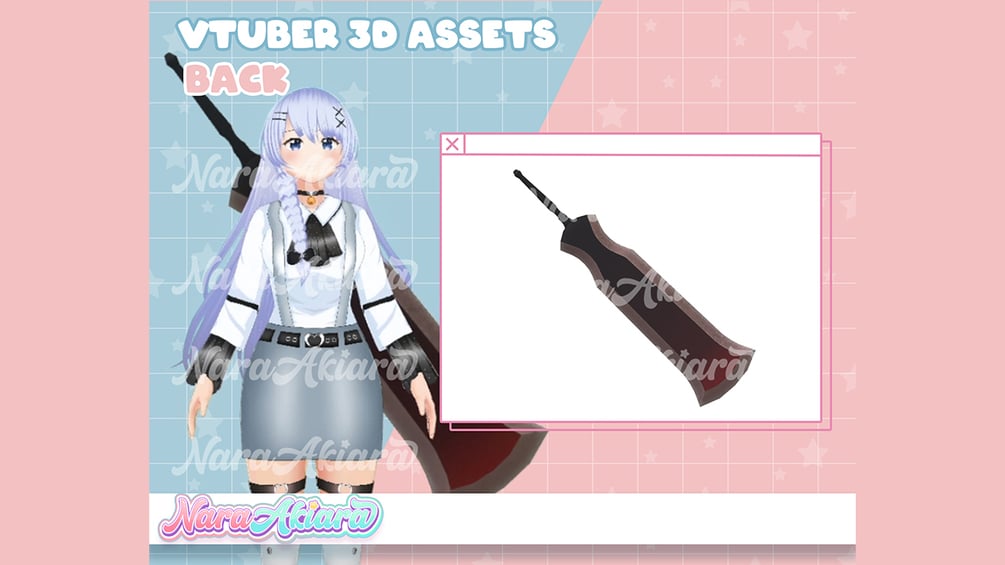 3D Vtuber Assets Bloodthrist Blade Sword vroid commission, 3D assets ready to use vtuber stream