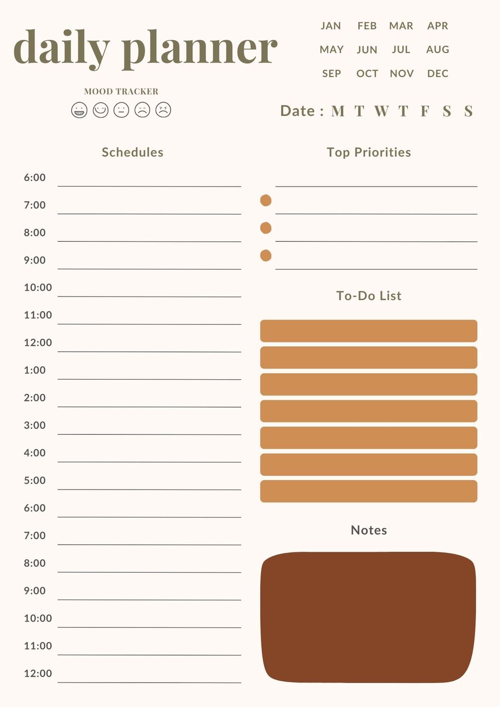 Daily Planner Earth Tone