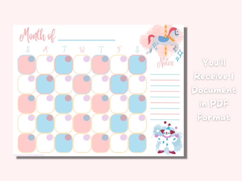 Printable Calendar - Carousel
