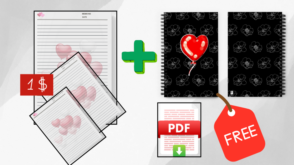 Inner notebook template, white paper, editable on Canva