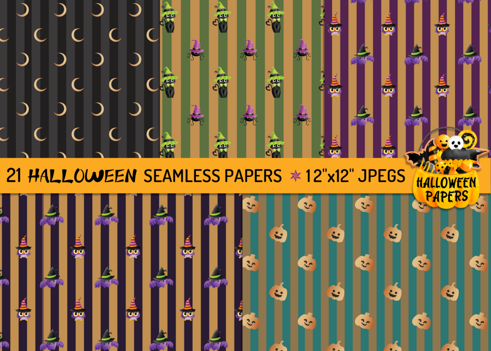 Halloween Digital Paper, Trick or Treat Scrapbook Papers, Boo Wallpaper ...