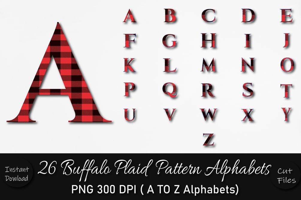 Buffalo Plaid Pattern A to Z Alphabets