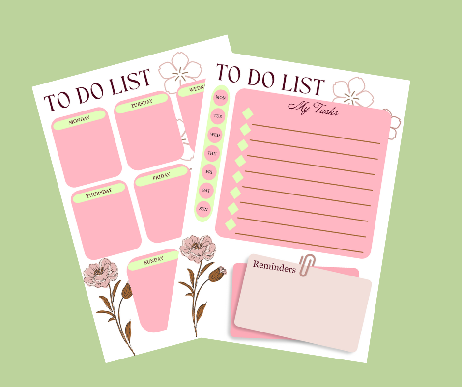 TO DO LIST PINK CANVA TEMPLATE