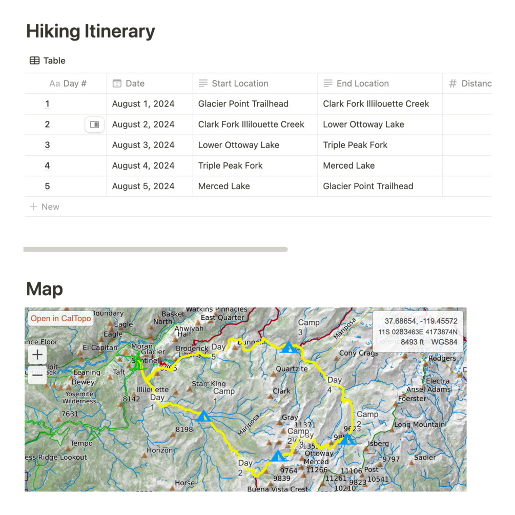 Backpacking Plan Notion Template