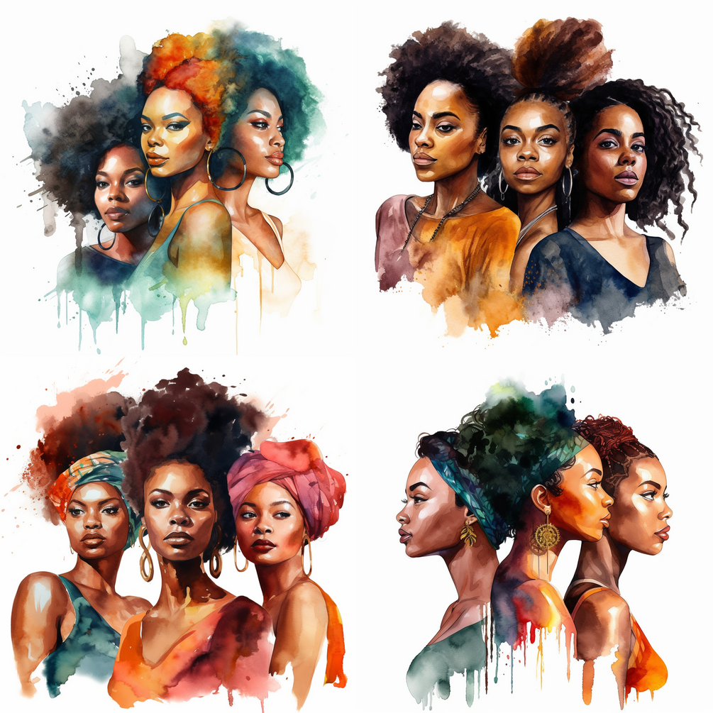 Black girl PNG high resolution Watercolor art