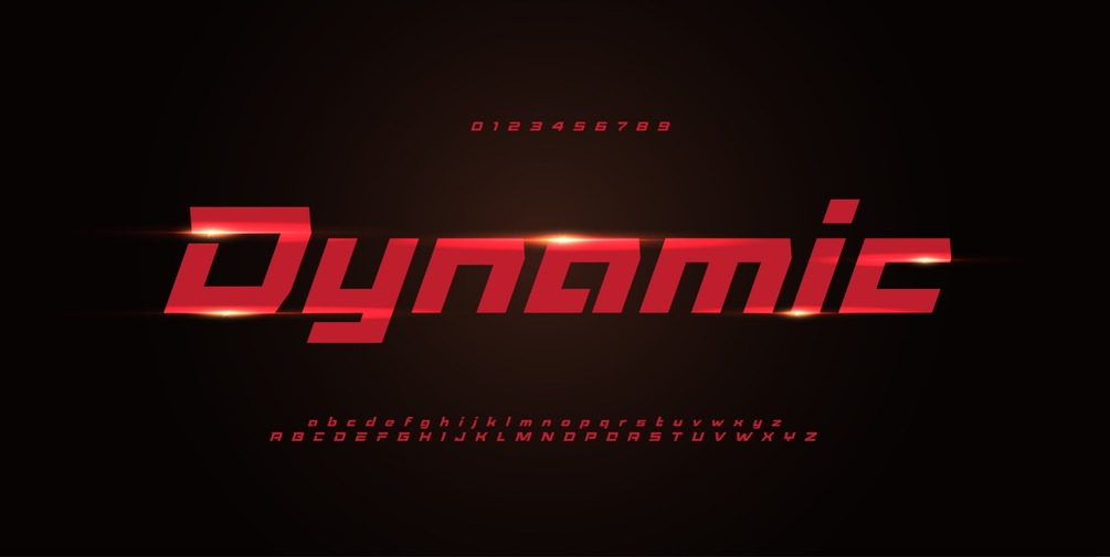 Sport Dynamic Alphabet – Red Italic Geometric Font