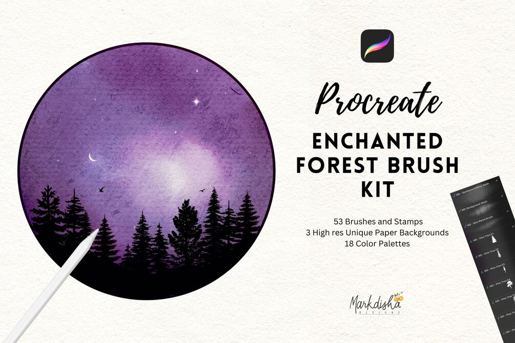 Procreate Enchanted Forest Brush Kit | Watercolor Forest Brushes - iPad ...
