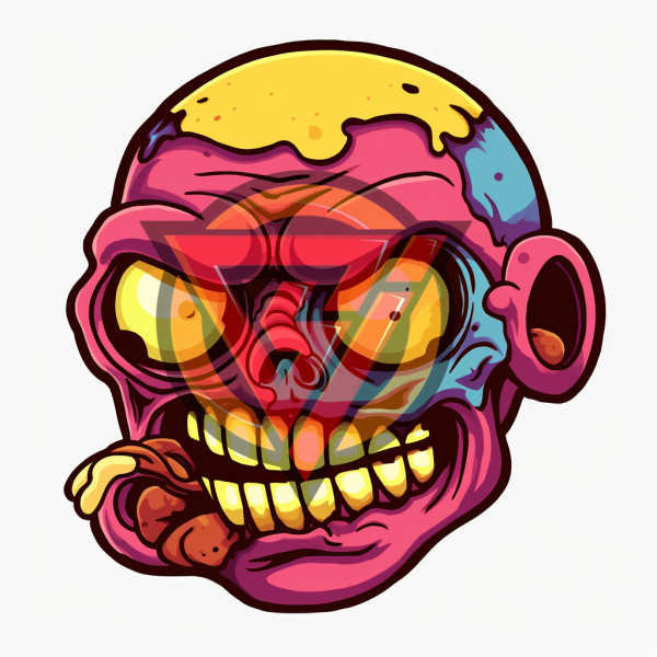 Radioactive Zombie Skull – Horror Digital Art (EPS, PSD, SVG)