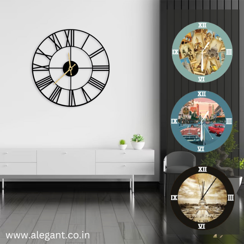 Roman Number Wall Clock for Living Room - Alegant