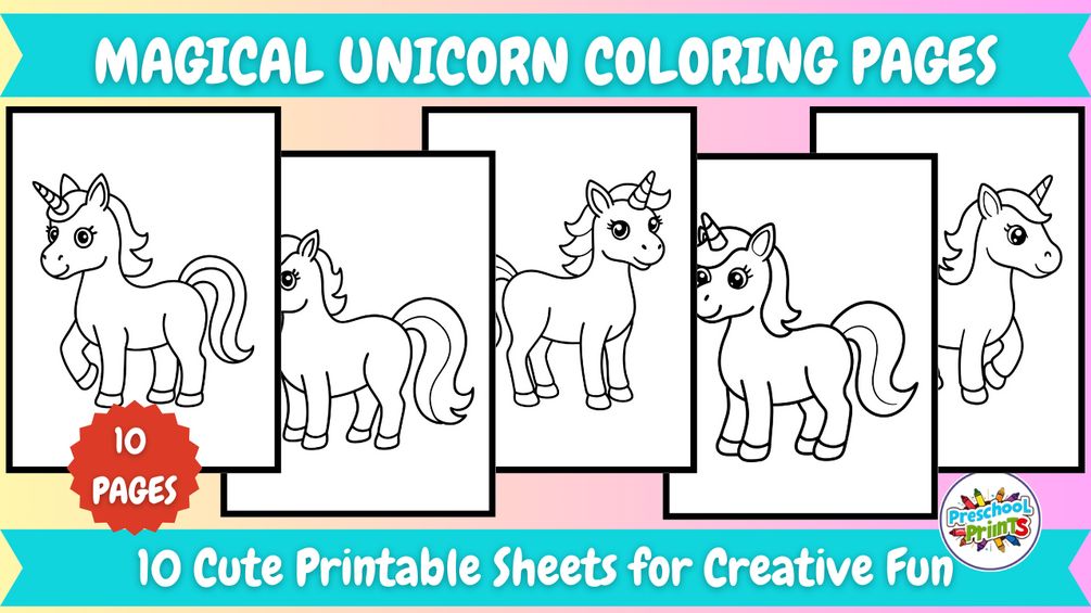 Magical Unicorn Coloring Pages for Kids – 10 Cute Printable Sheets for ...