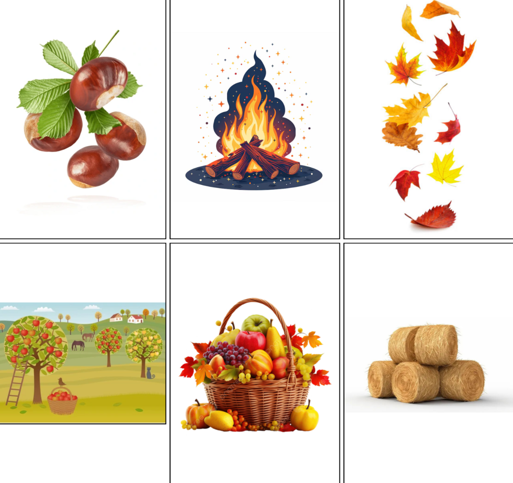 Autumn / Fall Vocabulary 27 Matching Cards, ESL Lesson A2-B1