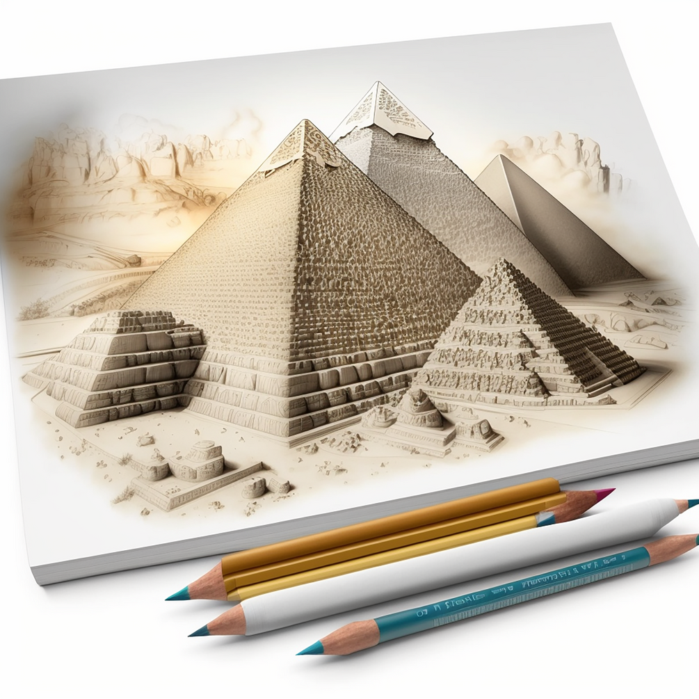 coloring book : The pyramids of Giza in Egypt