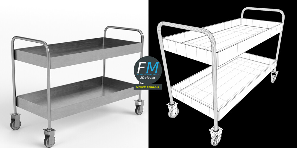 3D MODEL - Food beverage trolley cart 1