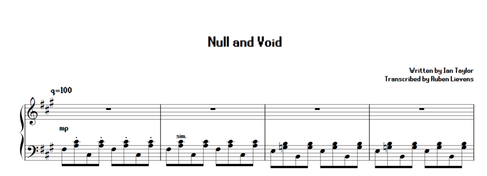 Runescape - Null and Void - Piano sheet music