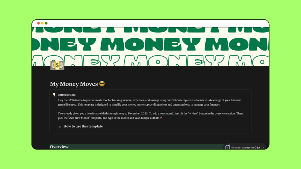 The Money Moves Notion Template - Finance Tracker (free)