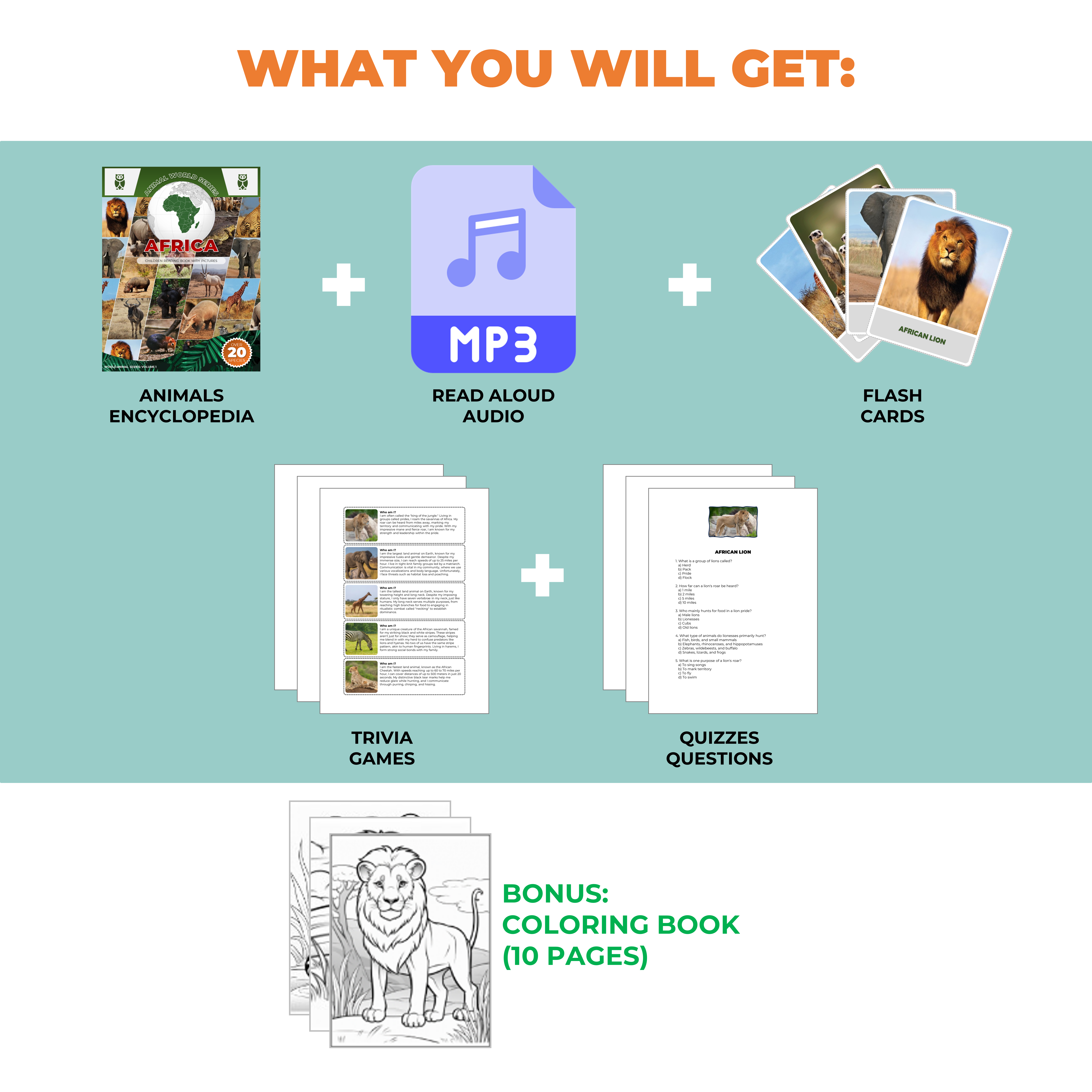Printable Children Reading and Activity Book | Wildlife Animal World ...