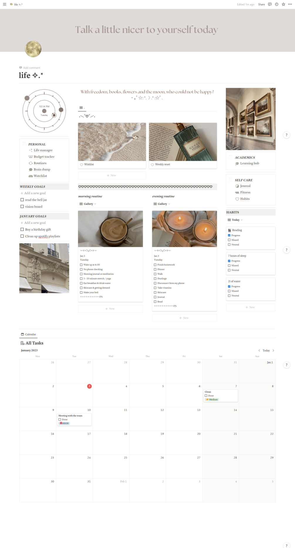 Life hub - A minimal Notion template