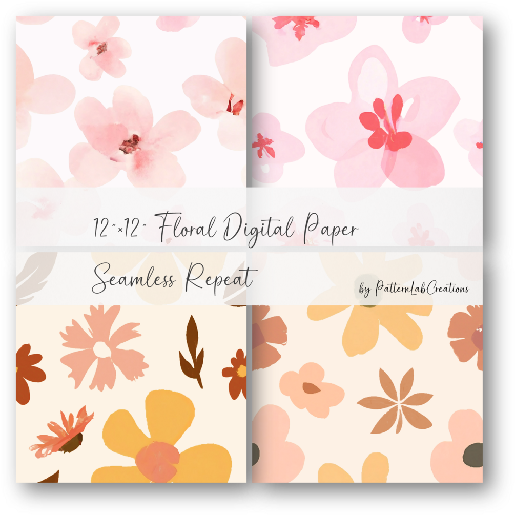 Floral Digital Paper | Scrapbook Paper | Seamless Pattern | Watercolor ...