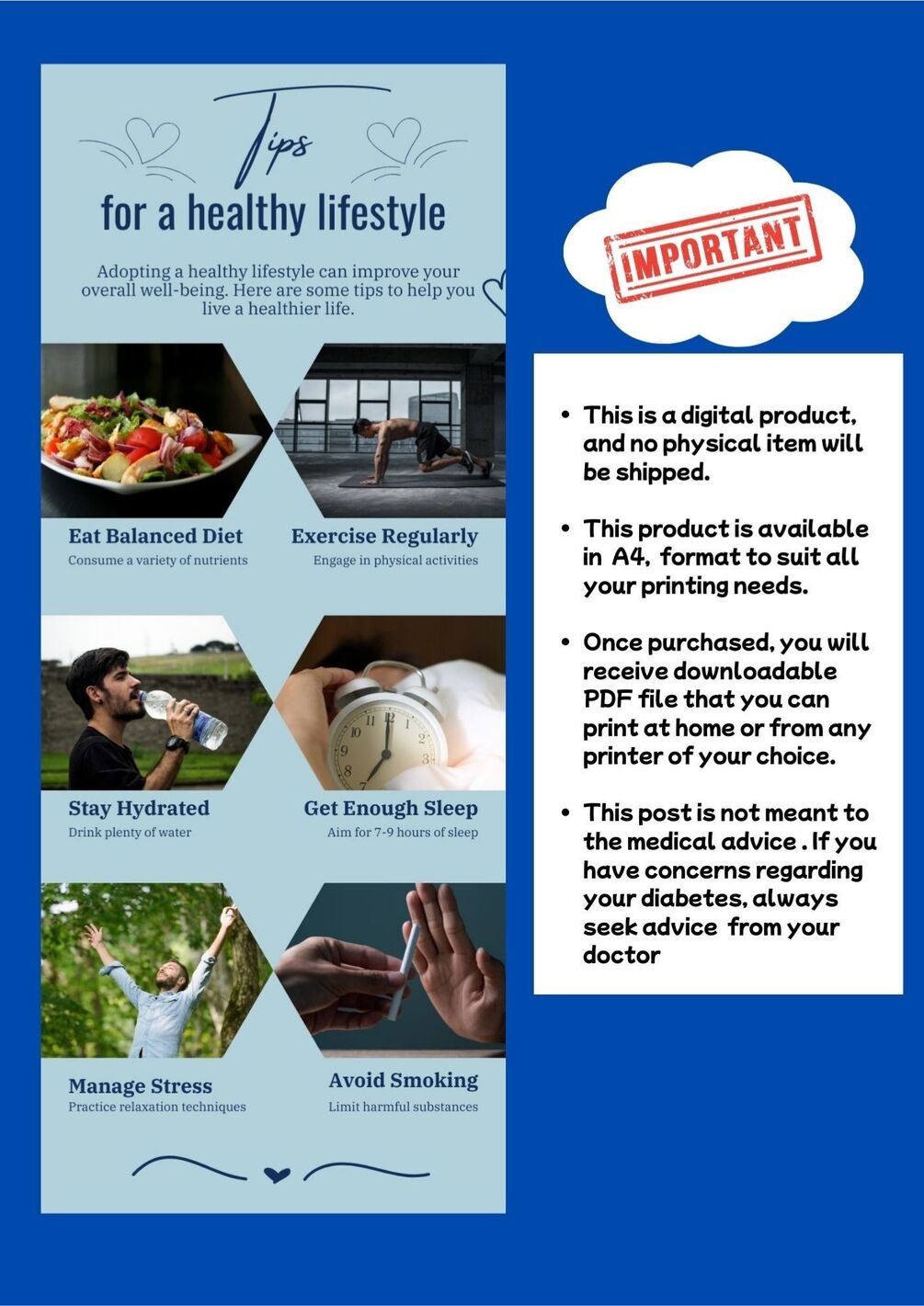 Tips for a Healthy Lifestyle – Printable Wellness Infographic | Digital ...