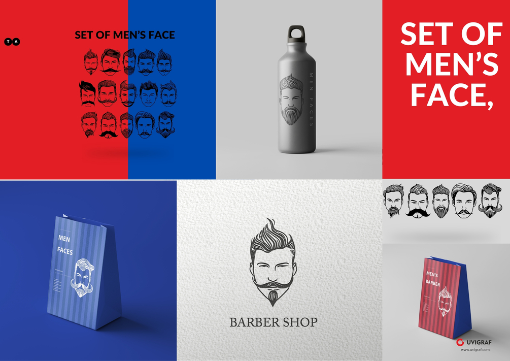 Slick Hair Beard Icon – Retro Barbershop Vector Design for Tattoo Flash ...