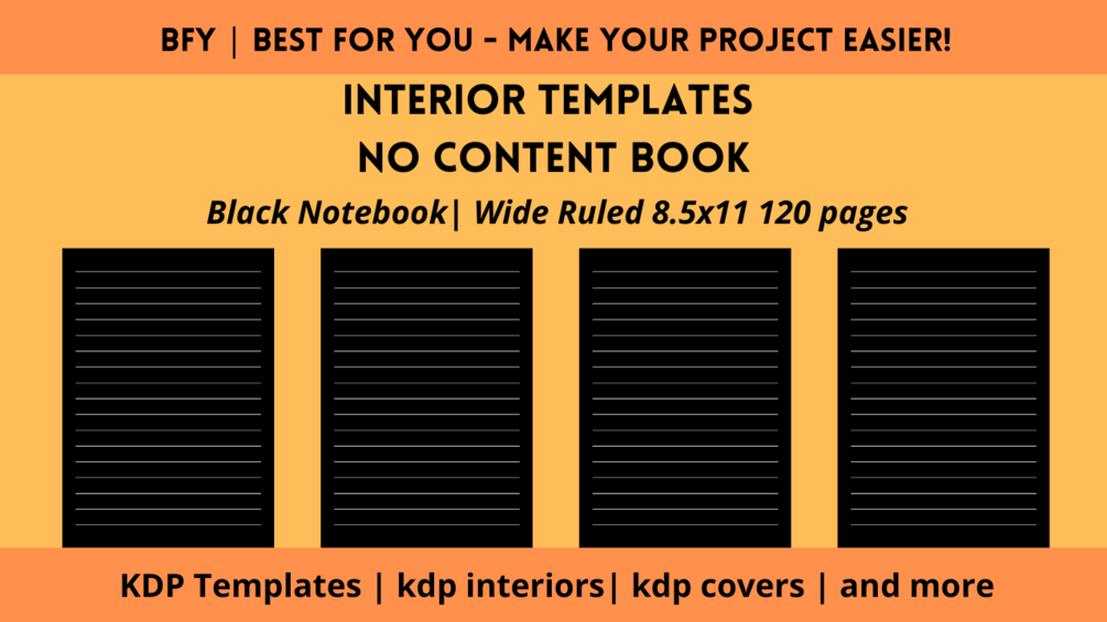 Black Notebook| Wide Ruled 8.5x11 120 pages