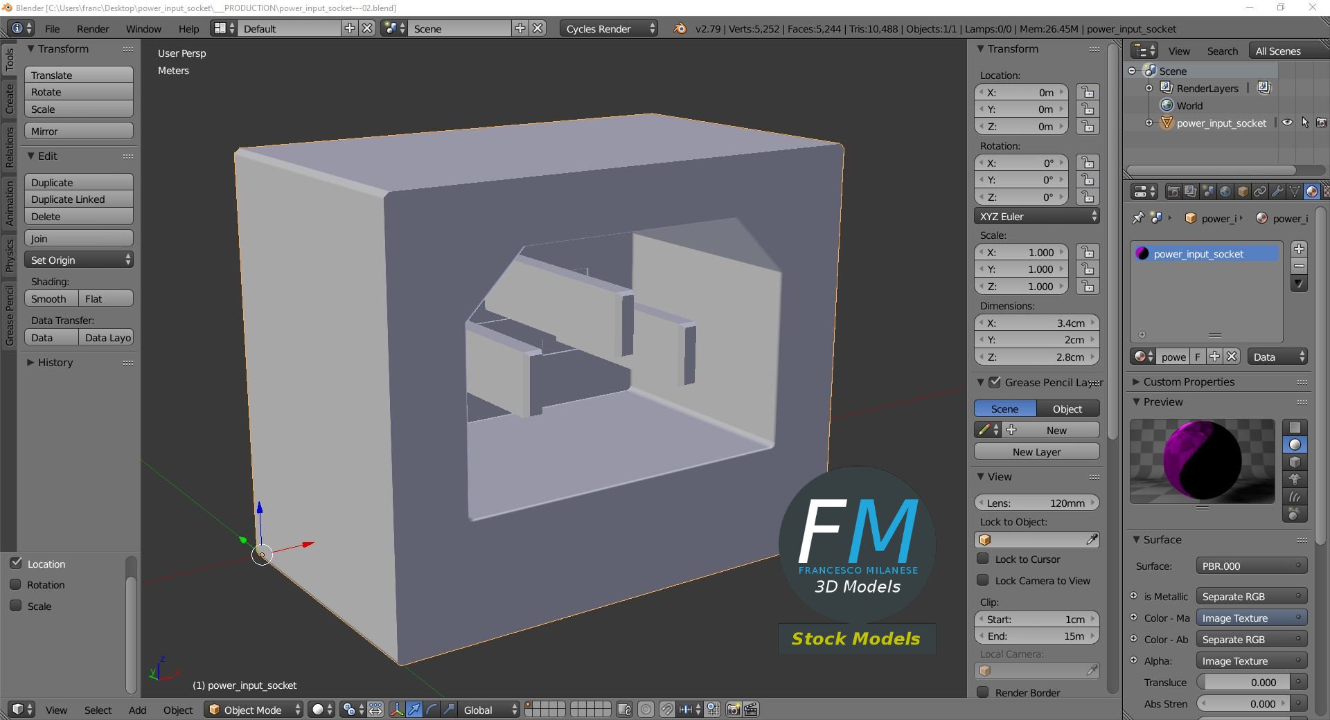 3D MODEL - Power input socket