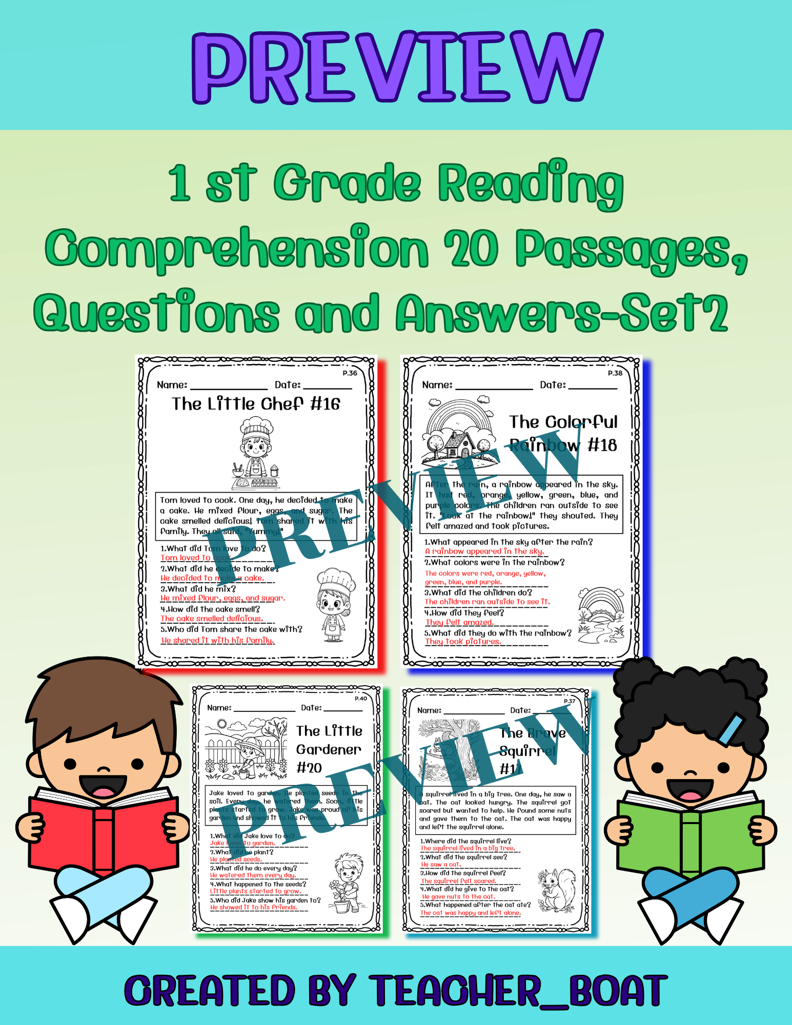 1st First Grade Reading Comprehension Passages – Set 2