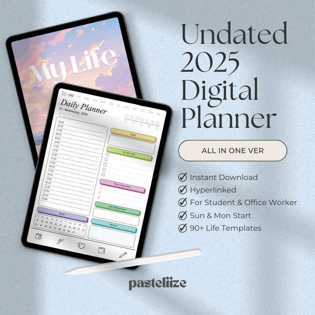 2025 Undated Planner Stylish All-In-One Weekly Monthly Organizer Monday ...