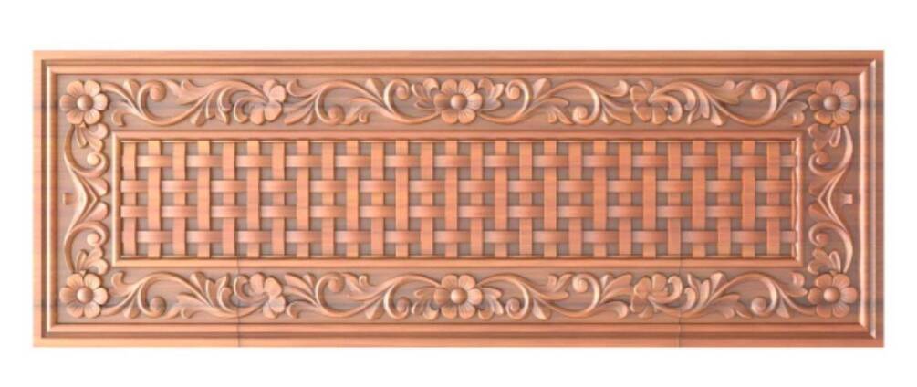 CNC ArtCAM Door Design with Floral and Basketweave Pattern