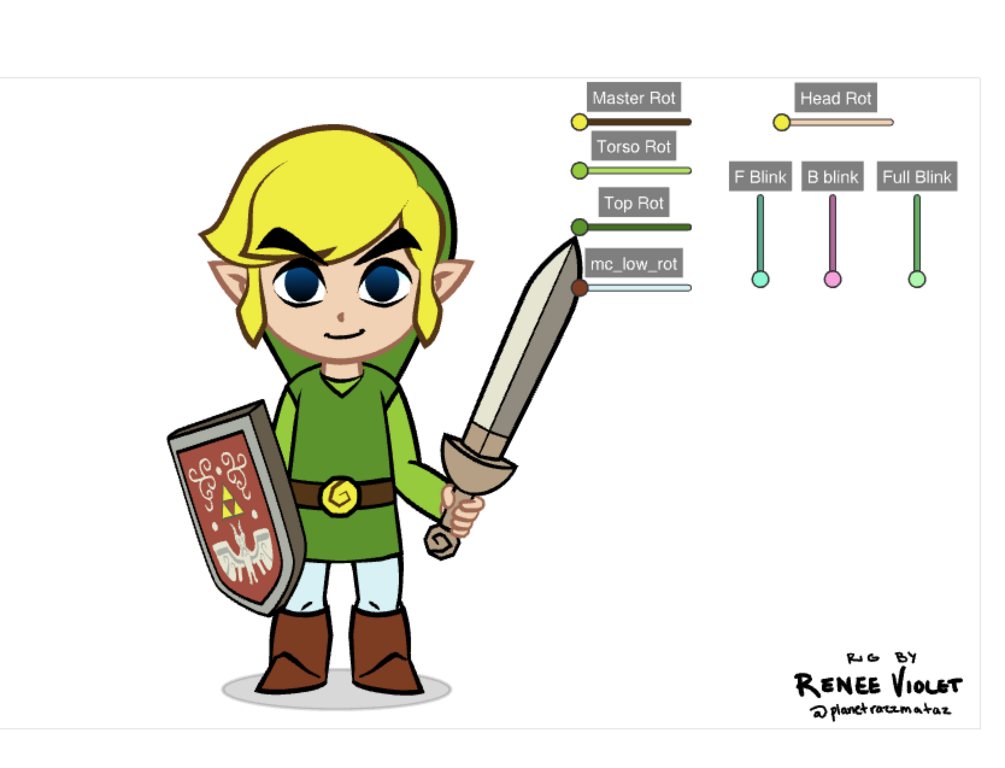 ZWF2020 Day 11: Toon Link Deformer Rig (Harmony 17+) (FT Renee Violet)